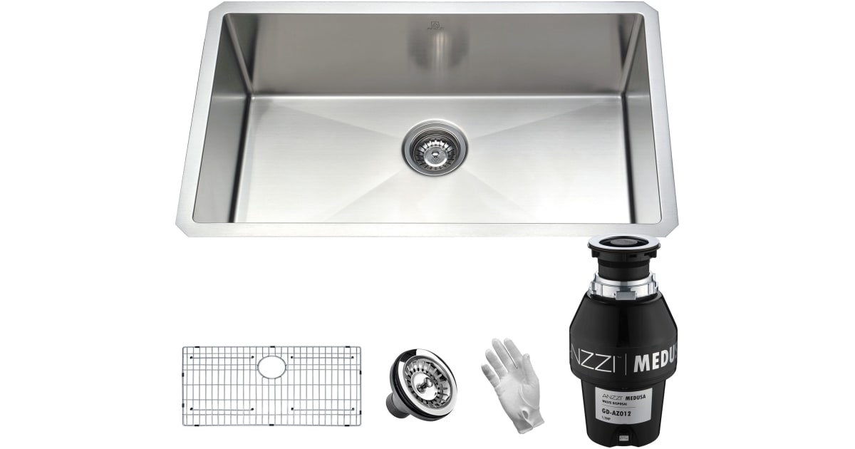 Anzzi KAZ30181A-GD12 Vanguard 30" Undermount Single Basin Stainless ...