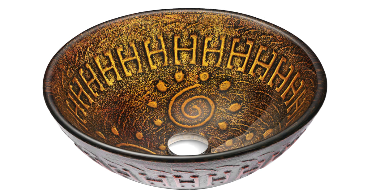 Anzzi LS-AZ050 Opus 16-7/8" Glass Vessel Bathroom Sink - Pop-Up Drain ...