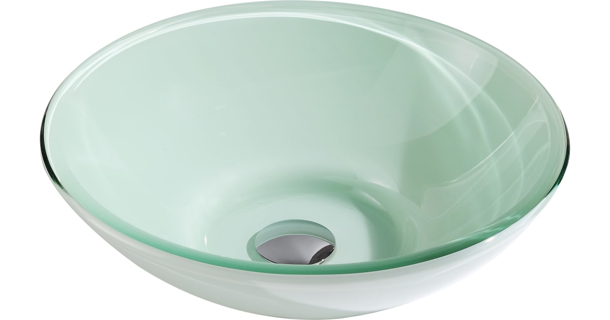 Anzzi LS-AZ083 Sonata 15-7/8" Glass Vessel Bathroom Sink - Pop-Up Drain ...