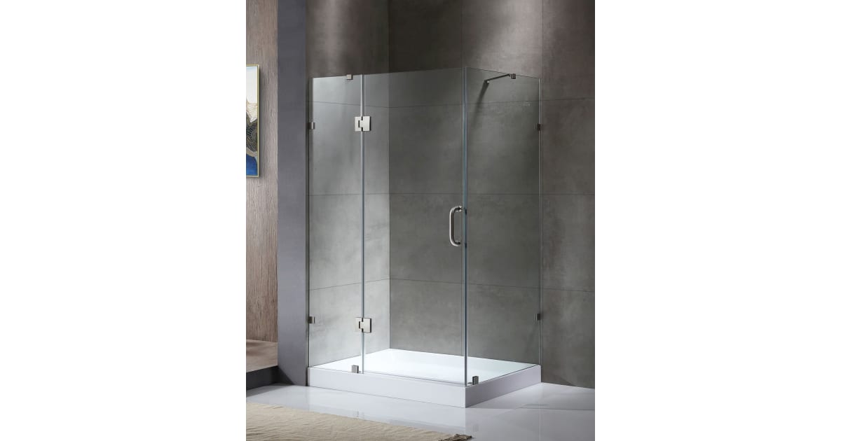 Anzzi SD-AZ03-01BN Archon 46" Wide x 72" High Hinged Frameless Shower Enclosure with Clear Glass ...