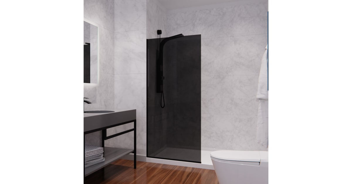 Anzzi SD-AZFL06001MBT Veil 74" High x 34" Wide Shower Screen Frameless ...