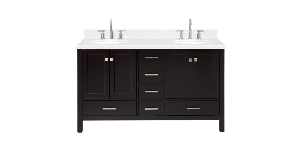 Ariel A060DCQOVOESP Cambridge 60" Free Standing Double Basin Vanity Set ...