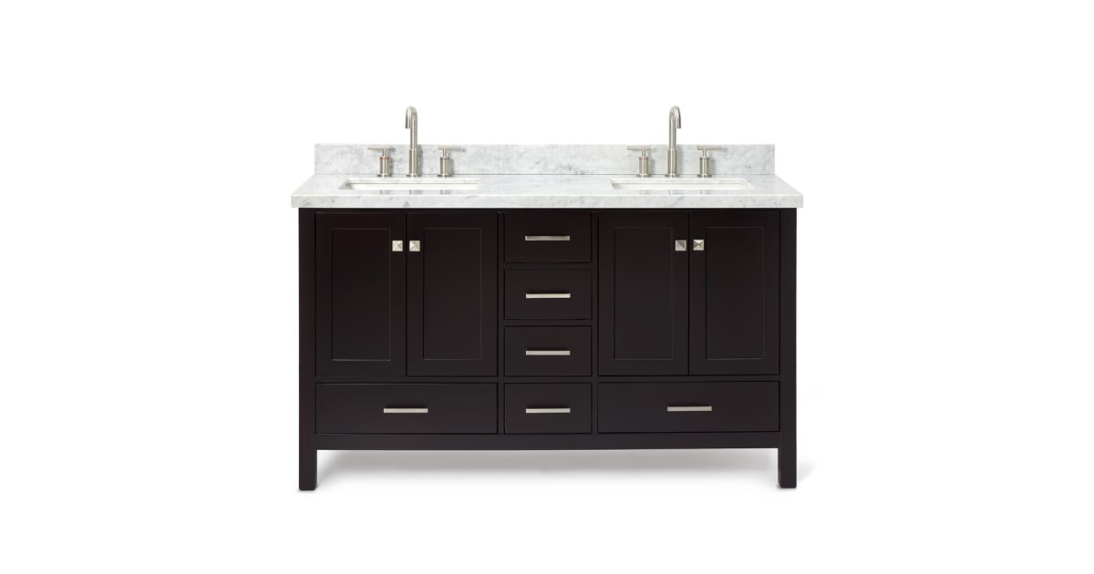 Ariel A061DCWRVOESP Cambridge 61" Free Standing Double Basin Vanity Set ...