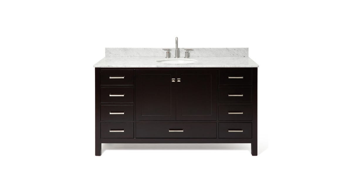 Ariel A061SCW2OVOESP Cambridge 61" Free Standing Single Basin Vanity ...