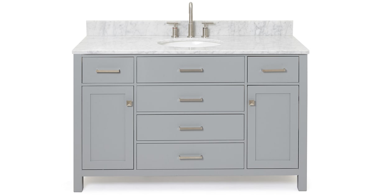 Ariel H055SCW2OVOGRY Bristol 55" Free Standing Single Oval Basin Vanity ...