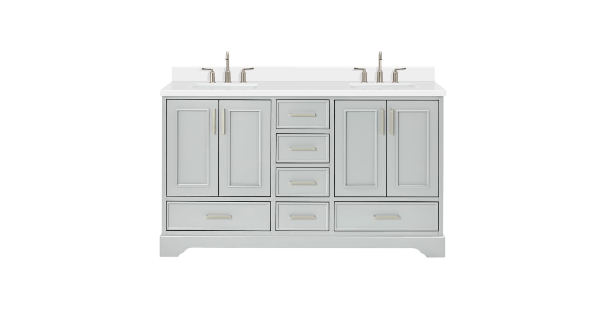 Ariel M061DWQRVOGRY Stafford 61" Free Standing Double Basin Vanity Set ...