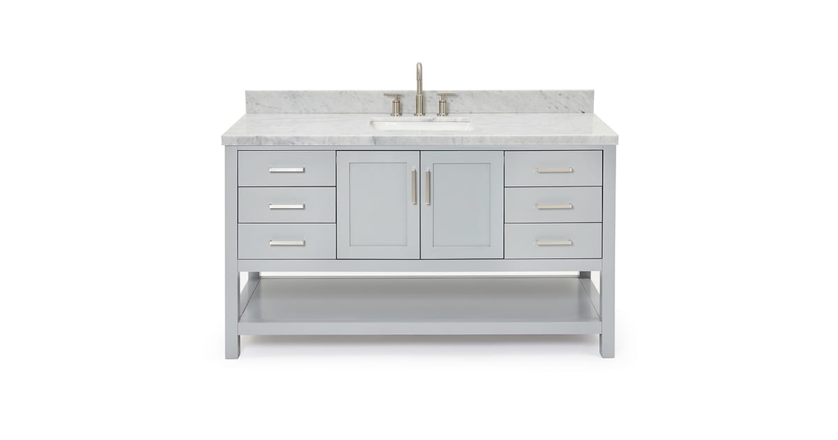 Ariel S061SCWRVOGRY Magnolia 60" Free Standing Double Basin Vanity Set ...