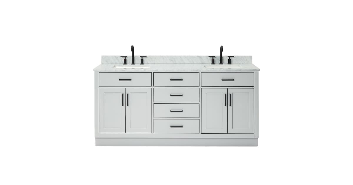 Ariel T073DCW2RVOGRY Hepburn 73" Free Standing Double Basin Vanity Set ...
