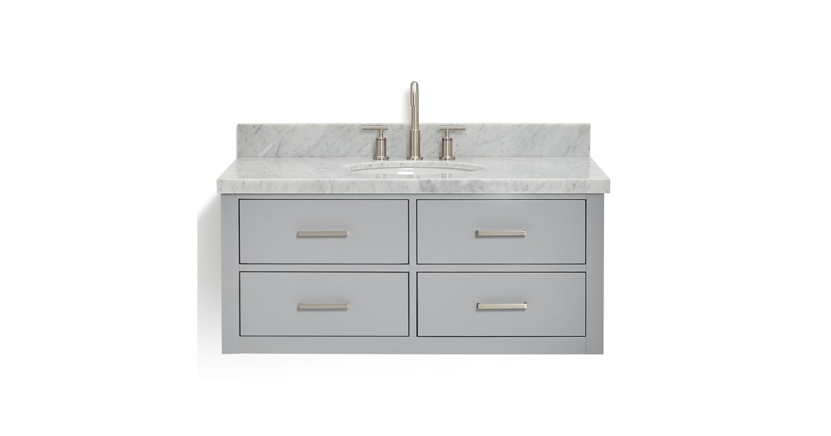Ariel W043SCWOVOGRY Hutton 42" Wall Mounted Single Basin Vanity Set with Cabinet and Marble ...