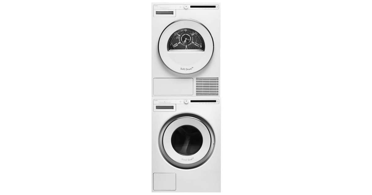 Asko W2084W-T208CW Stacked Washer & Dryer Set with Front Load Washer ...