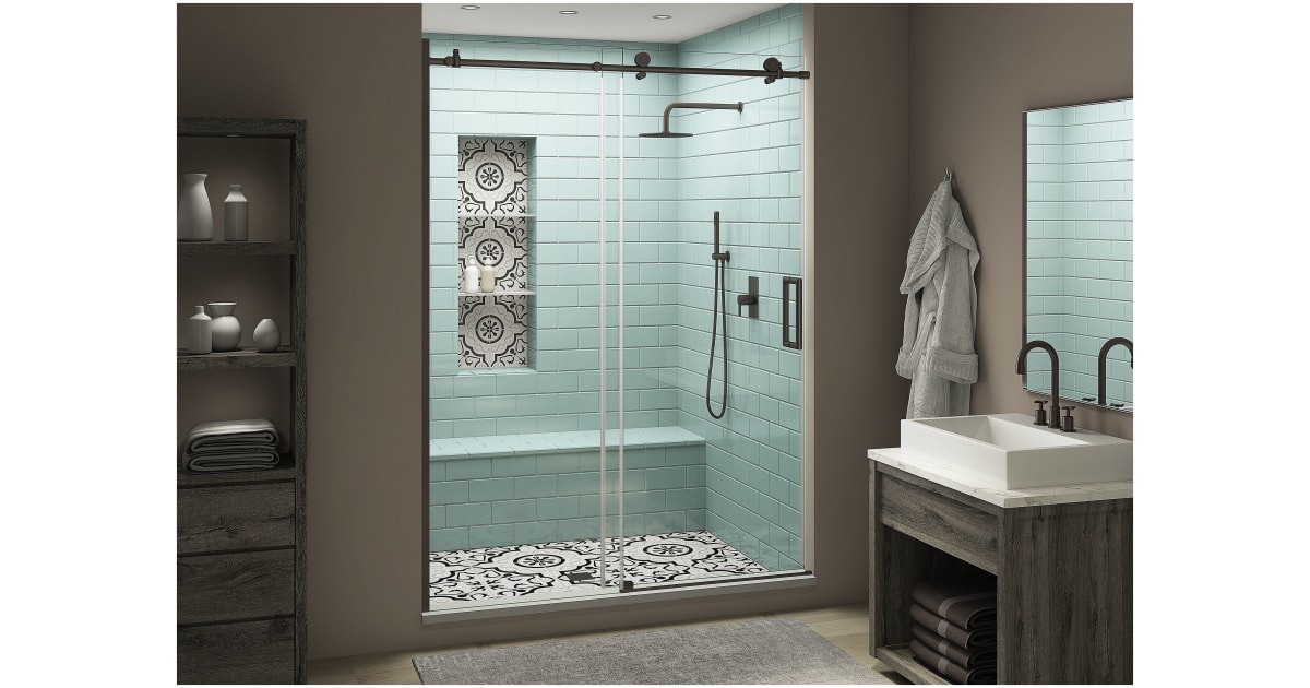 Aston SDR984EZ.UC-NBR-7280-R Coraline XL 80" High x 72" Wide Sliding Frameless Shower Door with ...