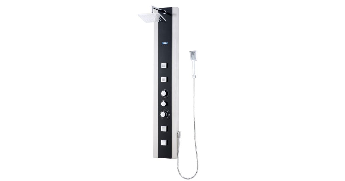 Aston SPGL306 Shower Panel System with Rain Shower Head, 4 Body Sprays ...