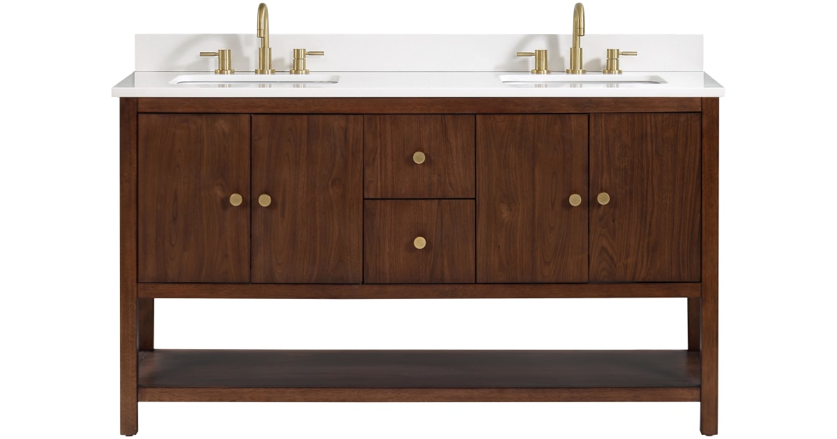 Avanity ZOE-VS61-WA Zoe 61" Free Standing Double Basin Vanity Set with ...