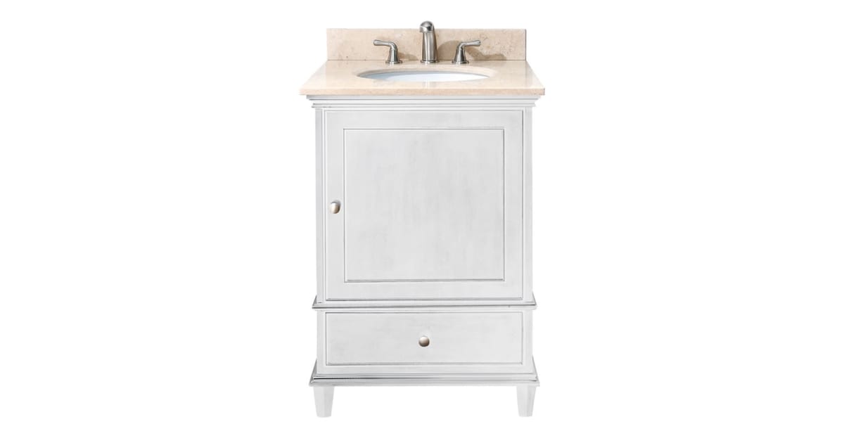 Avanity WINDSOR-VS24-WT 24" Floor Standing Vanity with Counter Top and ...