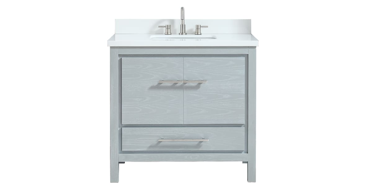 Azzuri RILEY-VS37-SSG Riley 37" Single Vanity Set with Wood Cabinet ...