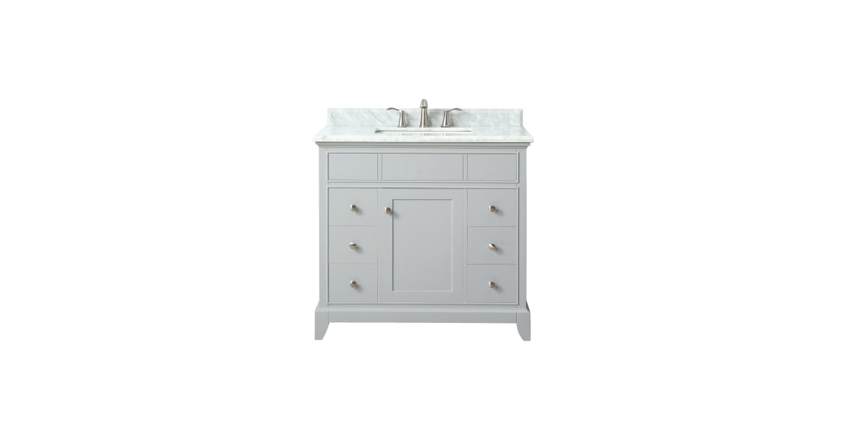 Azzuri AURORA-VS36-LG-C Aurora 36" Vanity Set with Wood Cabinet, Marble ...