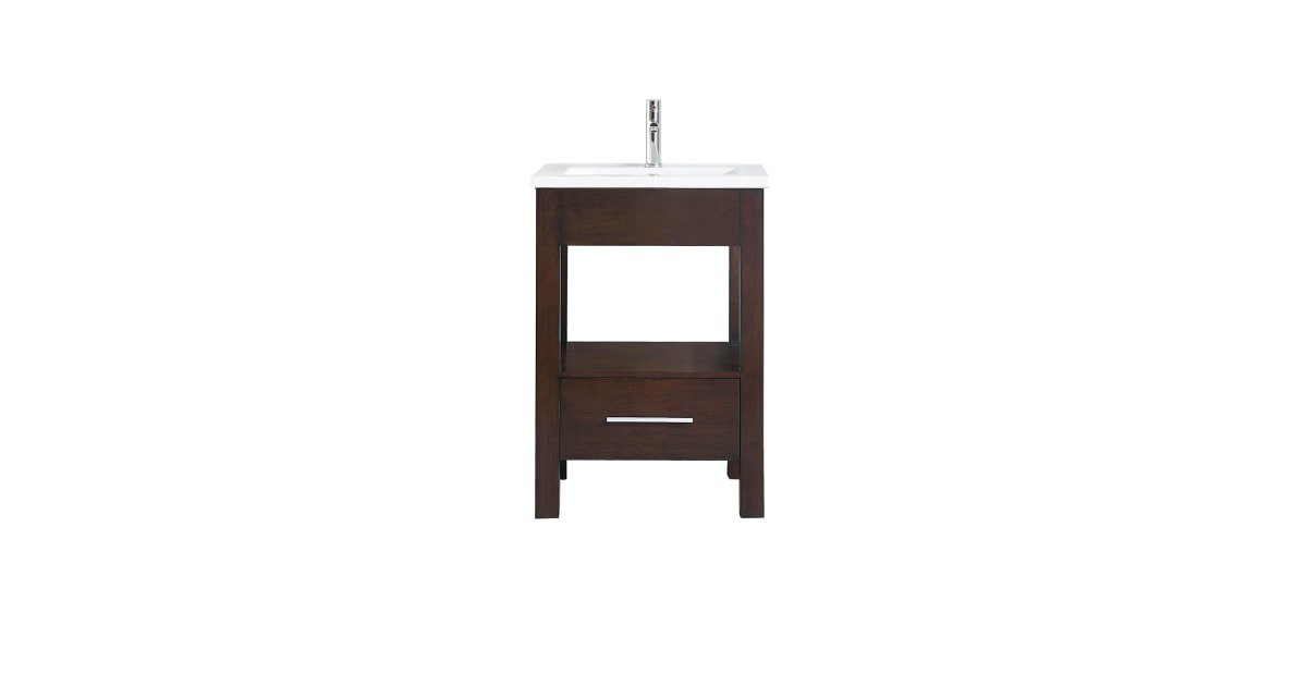 Azzuri CITYLOFT-VS24-LE Cityloft 24" Vanity Set with Wood Cabinet ...