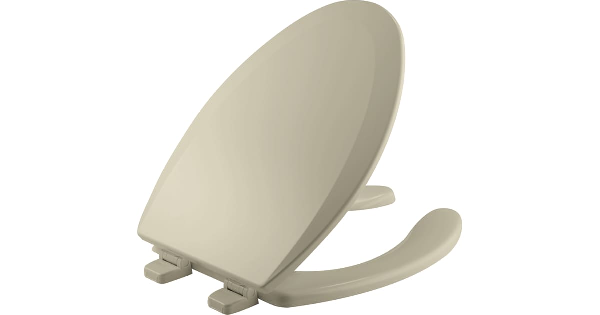 Bemis 1550TTT 006 Elongated Enameled Wood Open-Front with Cover Toilet ...