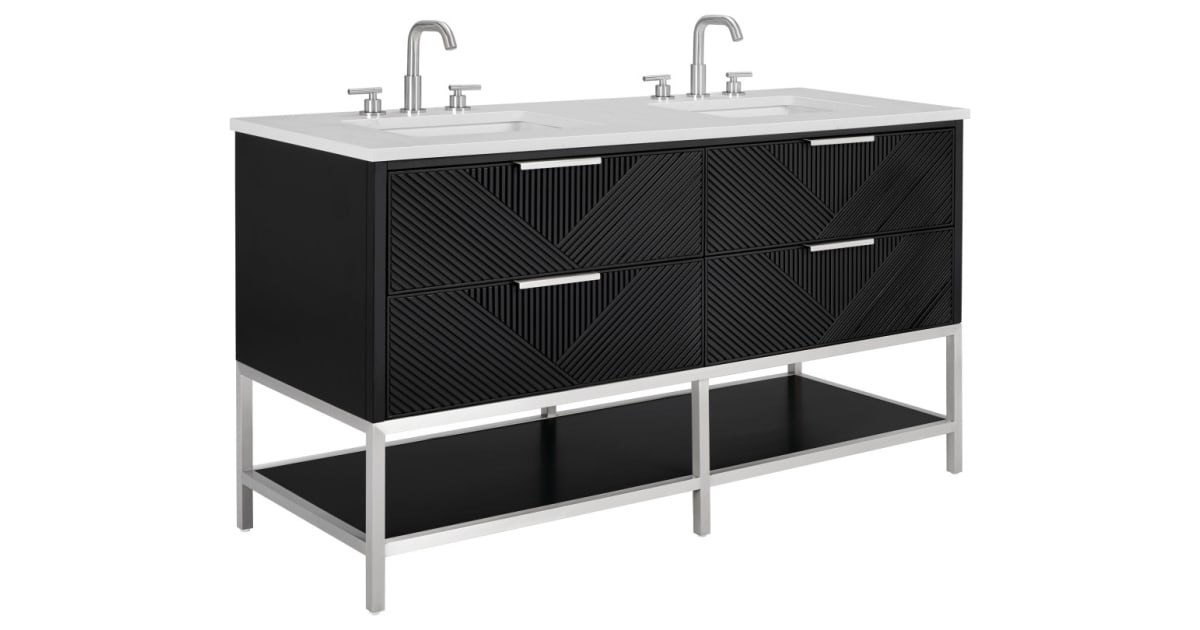 BEMMA V-DM60DFM-07BN-K03S-3 Diamond 60" Free Standing Double Basin ...