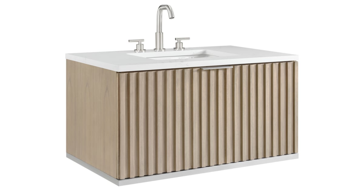 BEMMA V-TR36SWM-01BN-K03S-3 Terra 36" Wall Mounted Single Basin Vanity ...