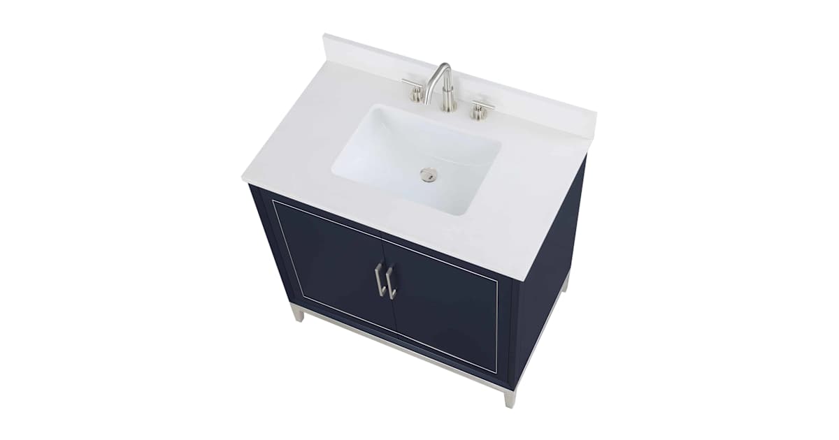 BEMMA VT-GR36S-C03S-3 Gracie 36" Quartz Vanity Top with Backsplash ...