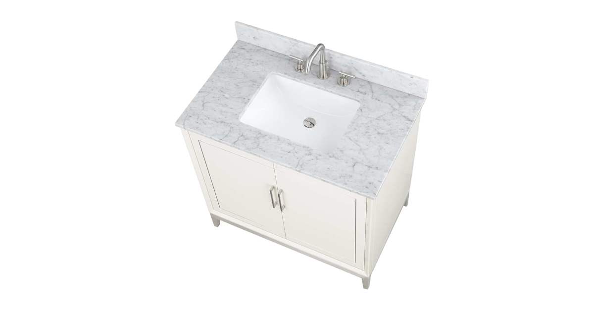 BEMMA VT-GR36S-M03S-3 Gracie 36" Marble Vanity Top with Backsplash ...