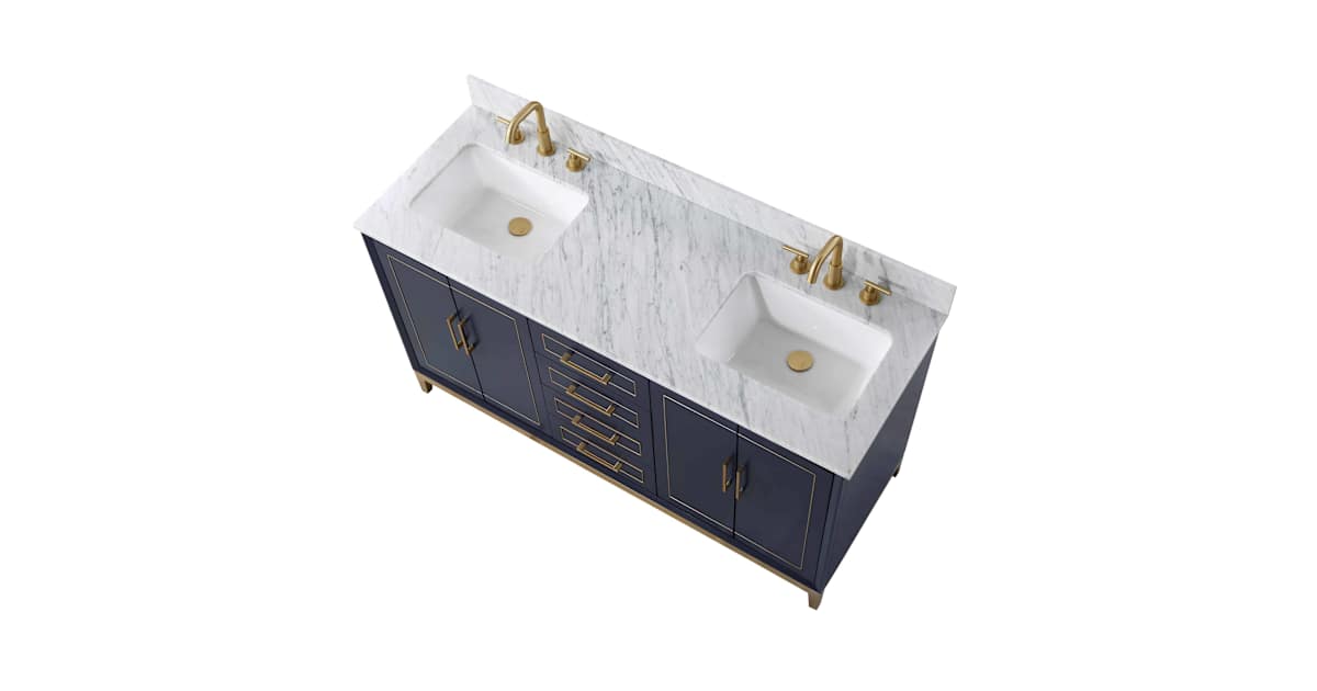 BEMMA VT-GR60D-M03S-3 Gracie 60" Marble Vanity Top with Backsplash ...