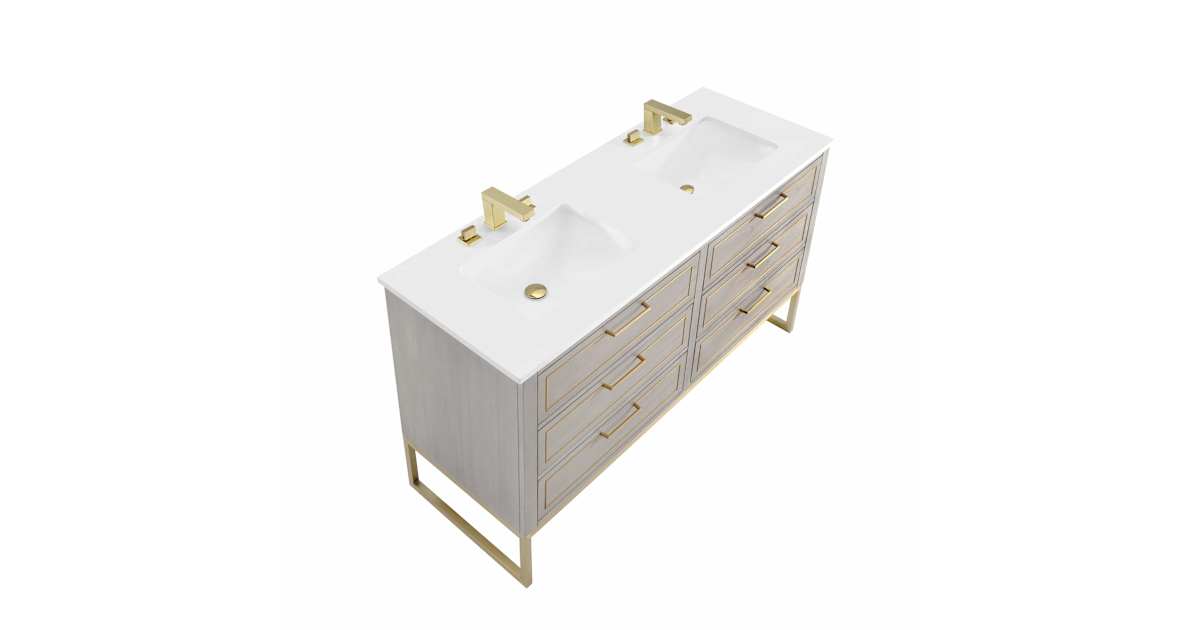 BEMMA VT-MK60D-C03S-3 Markham 60" Quartz Vanity Top | Ferguson Home