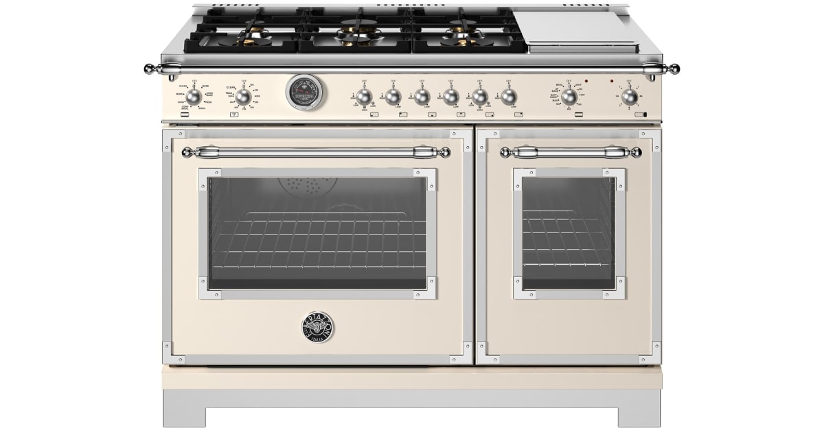 Bertazzoni HER486BTFEPAVT Heritage 48 Inch Wide 7 Cu. Ft. Free Standing Dual Fuel Range ...