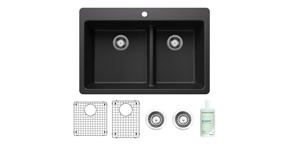Blanco BU-443211 33" Drop-In/Undermount 60/40 Double Basin SILGRANIT ...