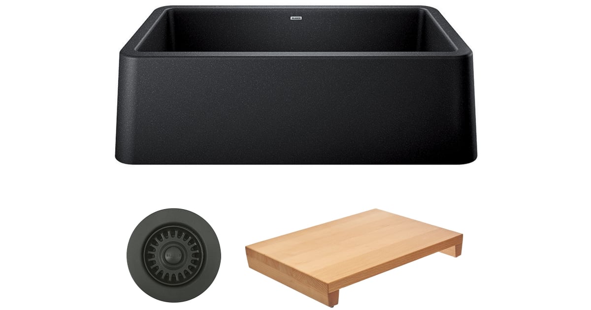 Blanco 401895-KIT Ikon 33" Farmhouse Single Basin Granite Composite ...