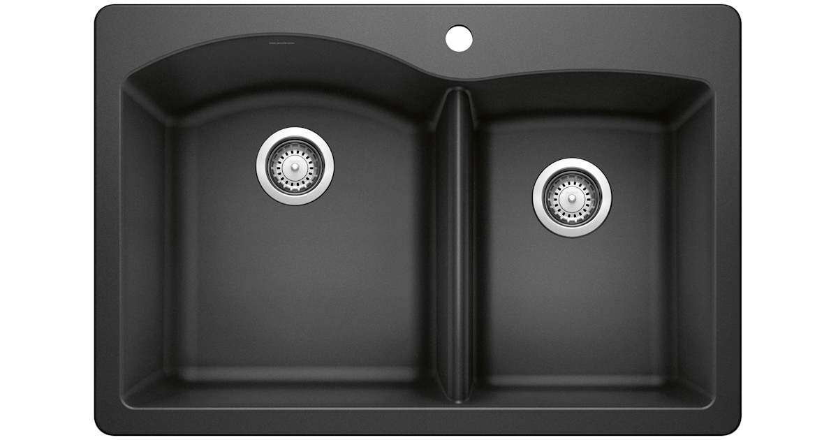 Blanco 440215 Diamond 33" Dual Mount Double Basin SILGRANIT Kitchen ...