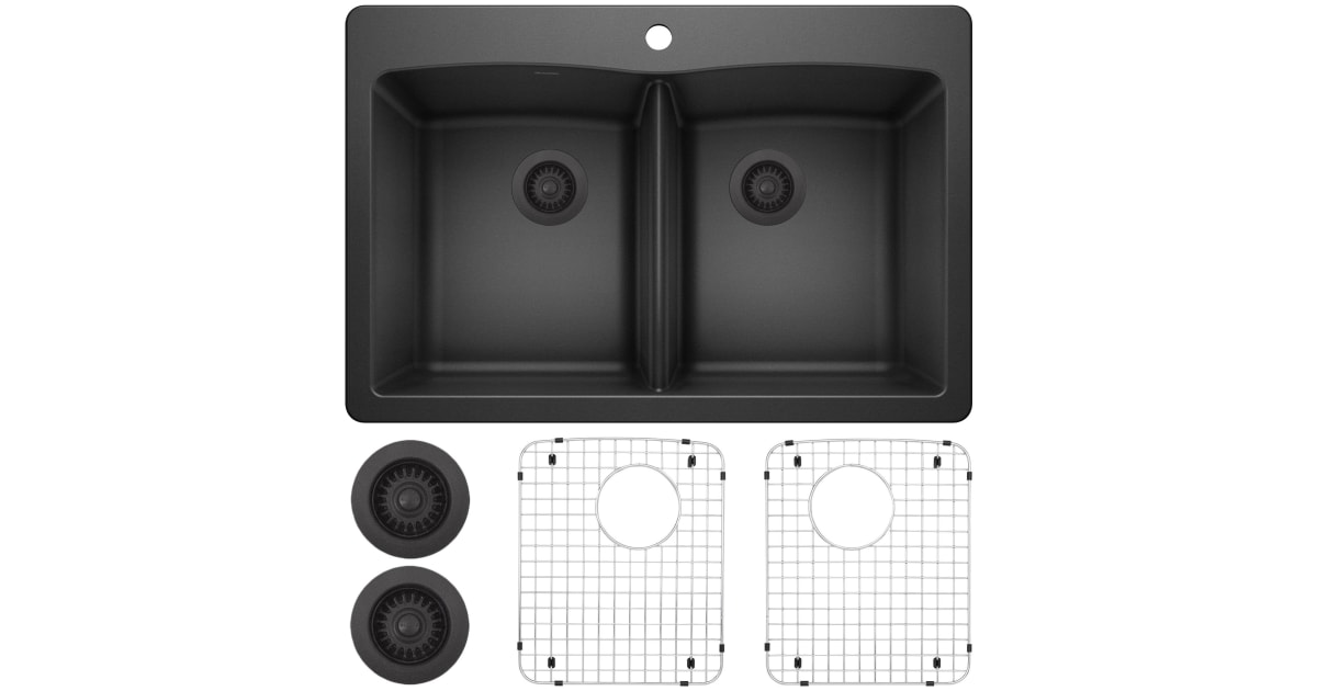 Blanco 440220-KIT Diamond 33" Dual Mount Double Basin Granite Composite ...