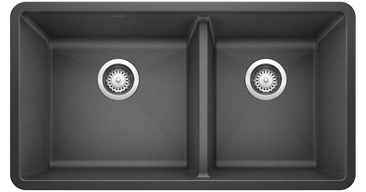 Blanco 441128 Precis 33" Undermount Double Basin SILGRANIT Kitchen Sink ...