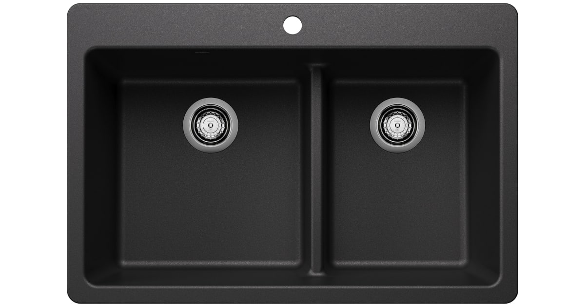 Blanco 443211 Liven 33" Drop-In/Undermount 60/40 Double Basin SILGRANIT ...