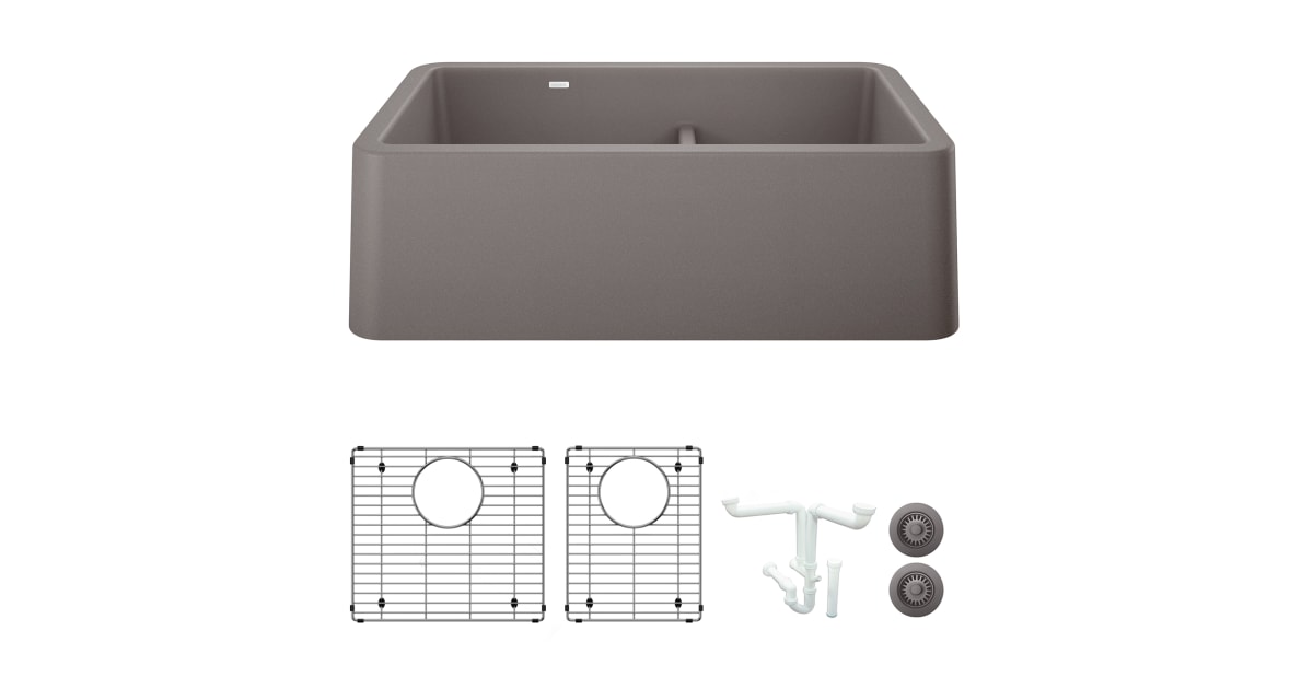 Blanco KA-402325 Ikon 33" Farmhouse Double Basin Granite Composite ...