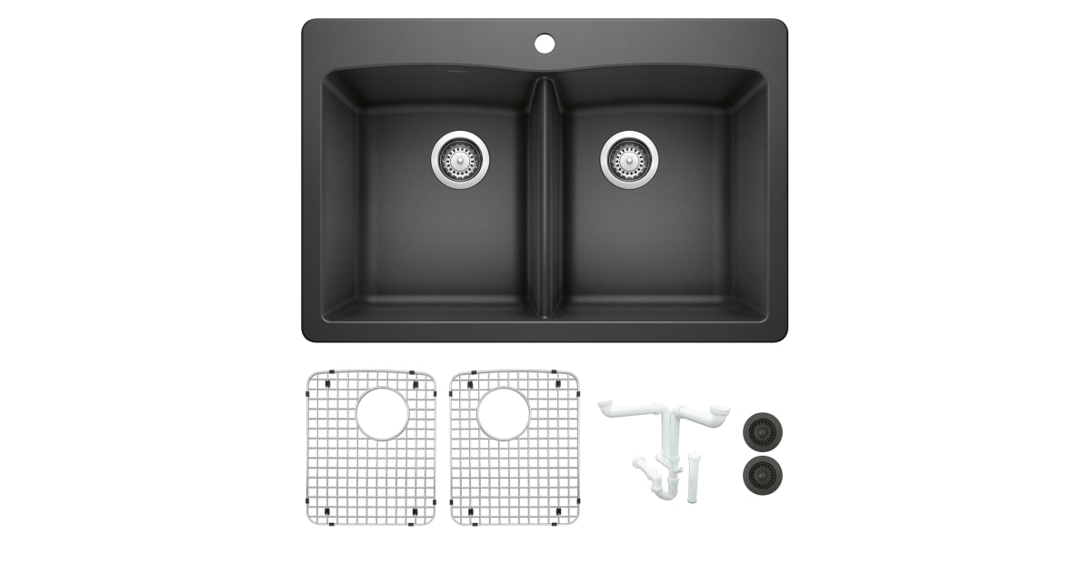 Blanco KA-440220 Diamond 33" Dual Mount Double Basin Granite Composite ...