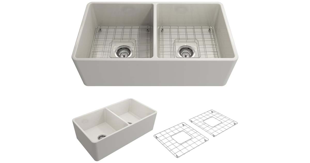 Bocchi 1139-014-0120 Classico 33" Farmhouse Double Basin Fireclay ...