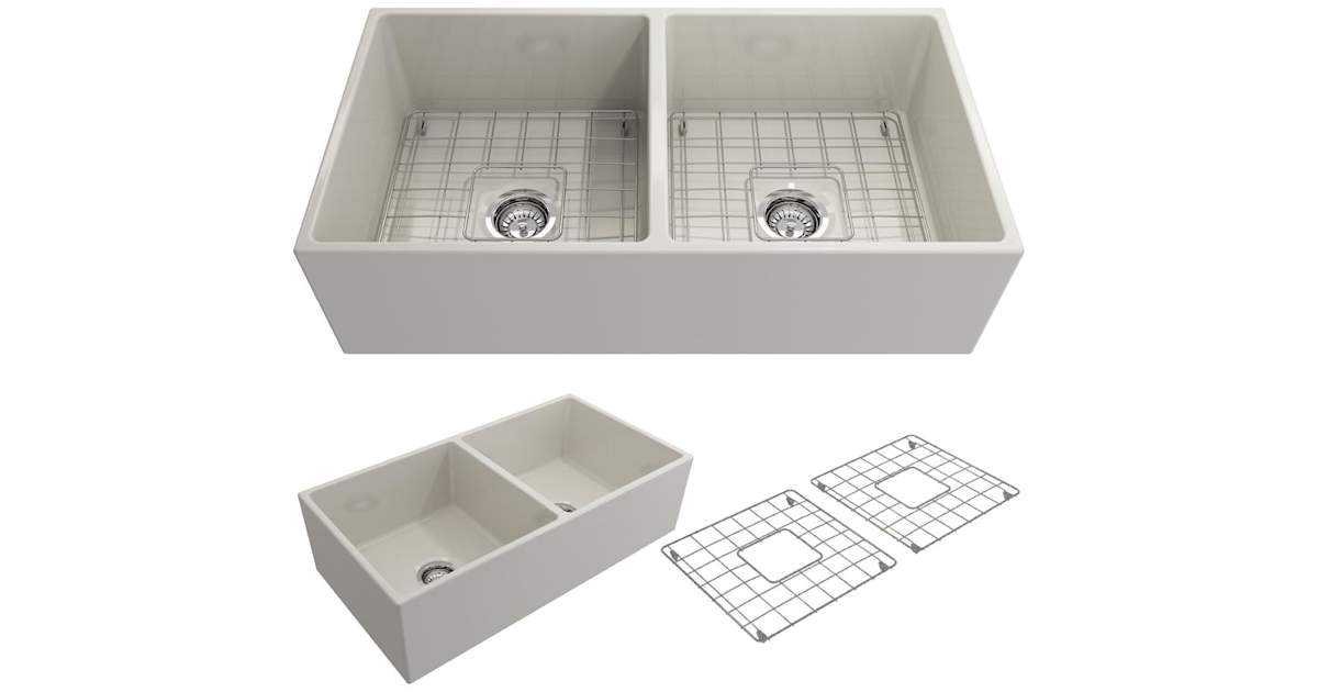 Bocchi 1350-014-0120 Contempo 36" Farmhouse Double Basin Fireclay ...