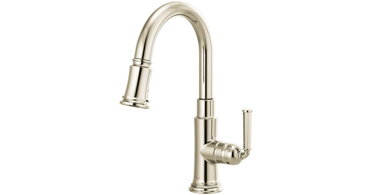 Brizo 63974LF-PN Rook 1.8 GPM Single Hole Pull Down Prep/Bar Faucet ...
