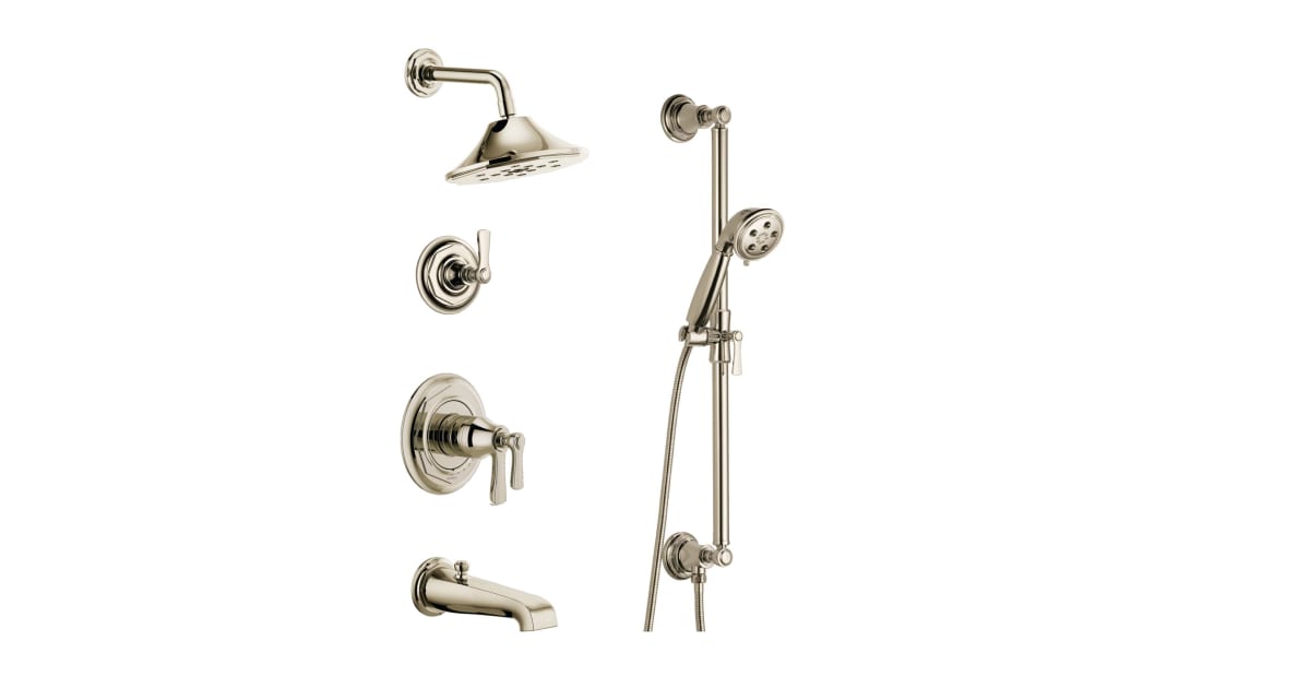 Brizo BSS-Rook-T60461-04-PN Rook Thermostatic Tub and Shower System ...