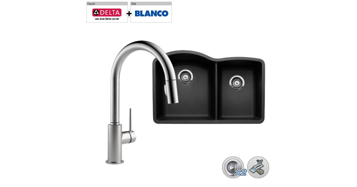 Build Smart Kits B440179/D9159-DSTAR Combo: Blanco 32" Double-Bowl ...