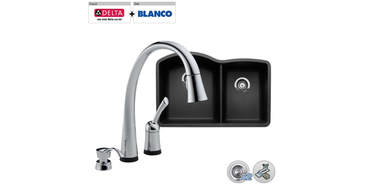 Build Smart Kits B440179/D980T-SD-DSTCH Combo: Blanco 32" Double-Bowl ...