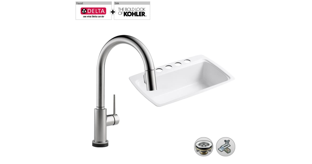 Build Smart Kits K-5864-5U/D9159T-DSTAR Combo: Kohler 33" Single-Bowl ...