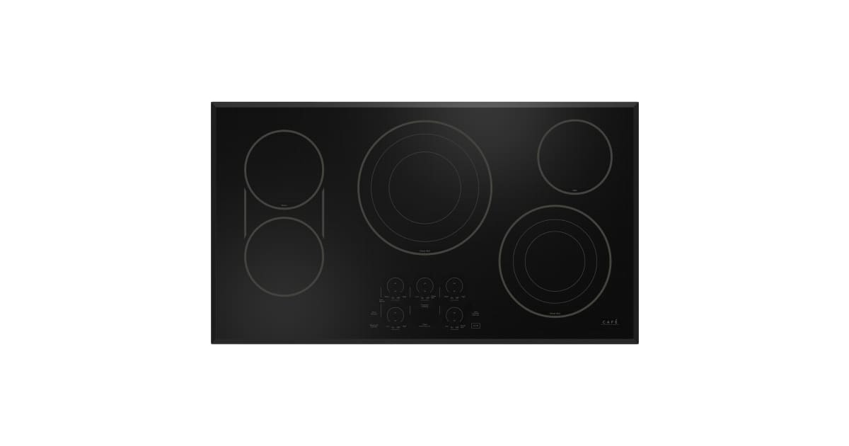 Cafe CEP90361TBB 36 Inch Wide 5 Burner Electric Cooktop with Power Boil ...
