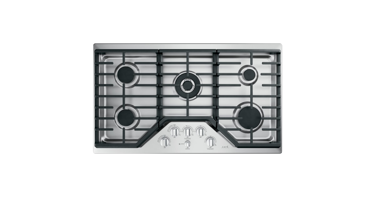 Cafe CGP95362MS1 36 Inch Wide 5 Burner Gas Cooktop with Power Burner ...