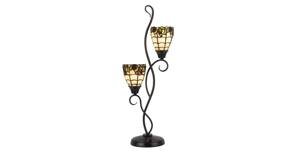 Cal Lighting BO-2331TB Tiffany 2 Light Pedestal Base Table Lamp ...