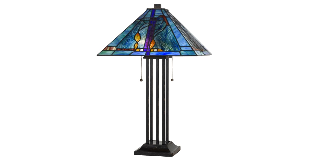 Cal Lighting BO-2673TB Tiffany 2 Light 25" Tall Table Lamp with Stained ...
