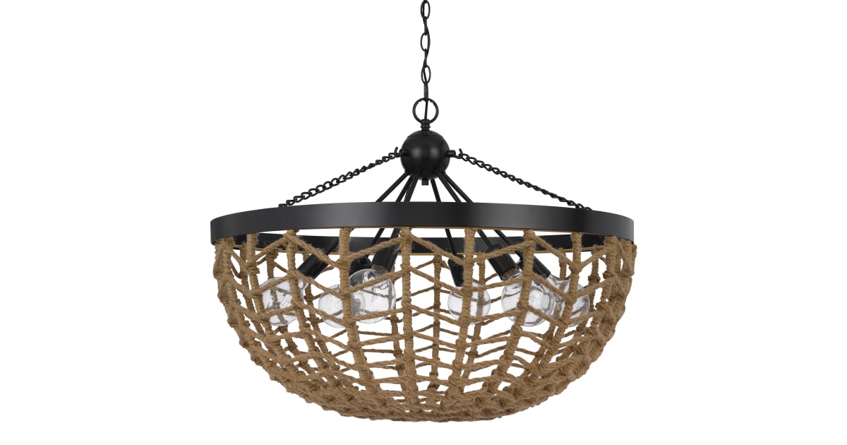 Cal Lighting FX-3806-6 Lillington 6 Light 32" Wide Pendant with Burlap ...
