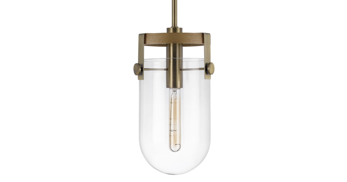 Cal Lighting FX-3812-1 Stovall 9" Wide Wood Mini Pendant with Clear ...
